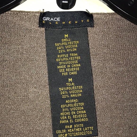 Grace Elements | Sweaters | Grace Elements Brown Open Ruffled ...